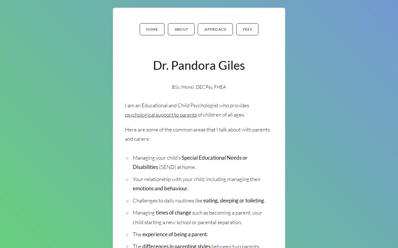 Dr. Pandora Giles • Educational Psychologist